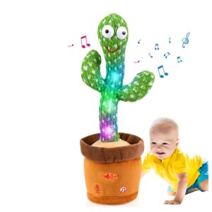 fatiro dancing cactus toys, [upgraded] talking cactus toy, can twist body imitate speech sing english songs repeat what you say, dancing cactus toy with lighting, funny creative kids toy