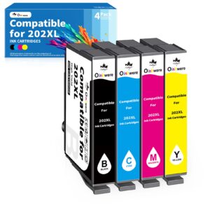 oinkwere remanufactured ink cartridges replacement for epson 202 202xl ink cartridges multipack compatible for xp-5100 wf-2860 expression home xp-5100 workforce wf-2860 printer (4-pack)