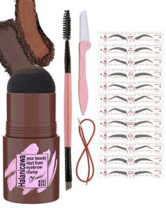 eyebrow stamp & 30 eyebrow stencils kit, one step eyebrow shaping kit, professional brow powder stamp, waterproof long-lasting eyebrow definer makeup(light brown)