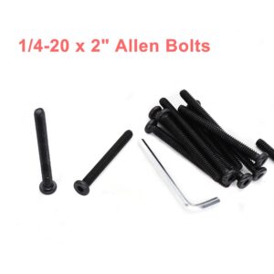 cSeao 12pcs Black 1/4-20 x 2 Socket Cap Screws Allen Head Bolts with One Hex Key