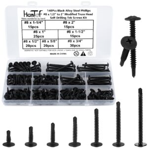 hantof m3 flat head small wood screws assortment fasteners kit 480pcs, 9 types 3mm diameter phillips drive countersunk head self-tapping screws for plastic,wood and soft metal.black oxide carbon steel