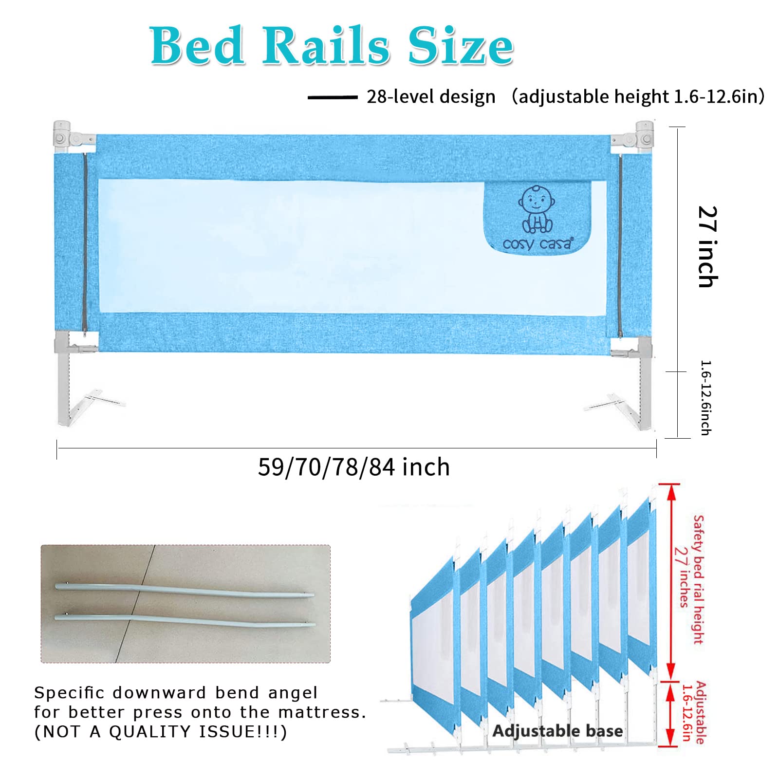 GearKing Bed Rails for Toddlers,3 Pack(2 * 78''L+1 * 59''L) Safety Bed Guard Rails for Kids, Baby Protector Rail with Breathable Fabric for Queen Mattress