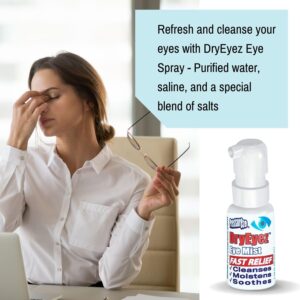 Pressureze DryEyez Natural Eye Relief for Sensitive Eyes. Dry Eyes, Sore Eyes, Irritated Eyes, Preservative-Free, Sterile. Cleanses, Moistens, Soothes 33ml, Made in USA (Pack of 1)