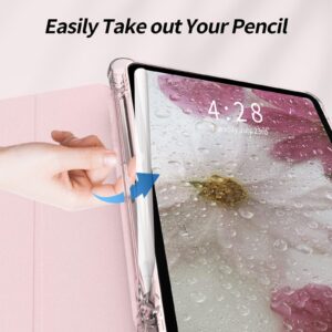 Kenke New iPad Pro 11 Inch Case 4th/3rd/2nd/1st Generation 2022/2021/2020/2018 Support 2nd Pencil Charge with Built-in Left Side Pencil Holder, Hard Frosted Back Cover & Colored Edge (Pink)