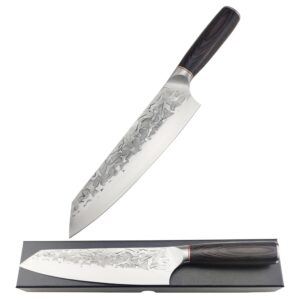 Kakamono Chef Knife, 8 Inch High Carbon Steel Hand Forged Sharp Kitchen Knife with Ergonomic Handle, Gift Box for Family & Restaurant