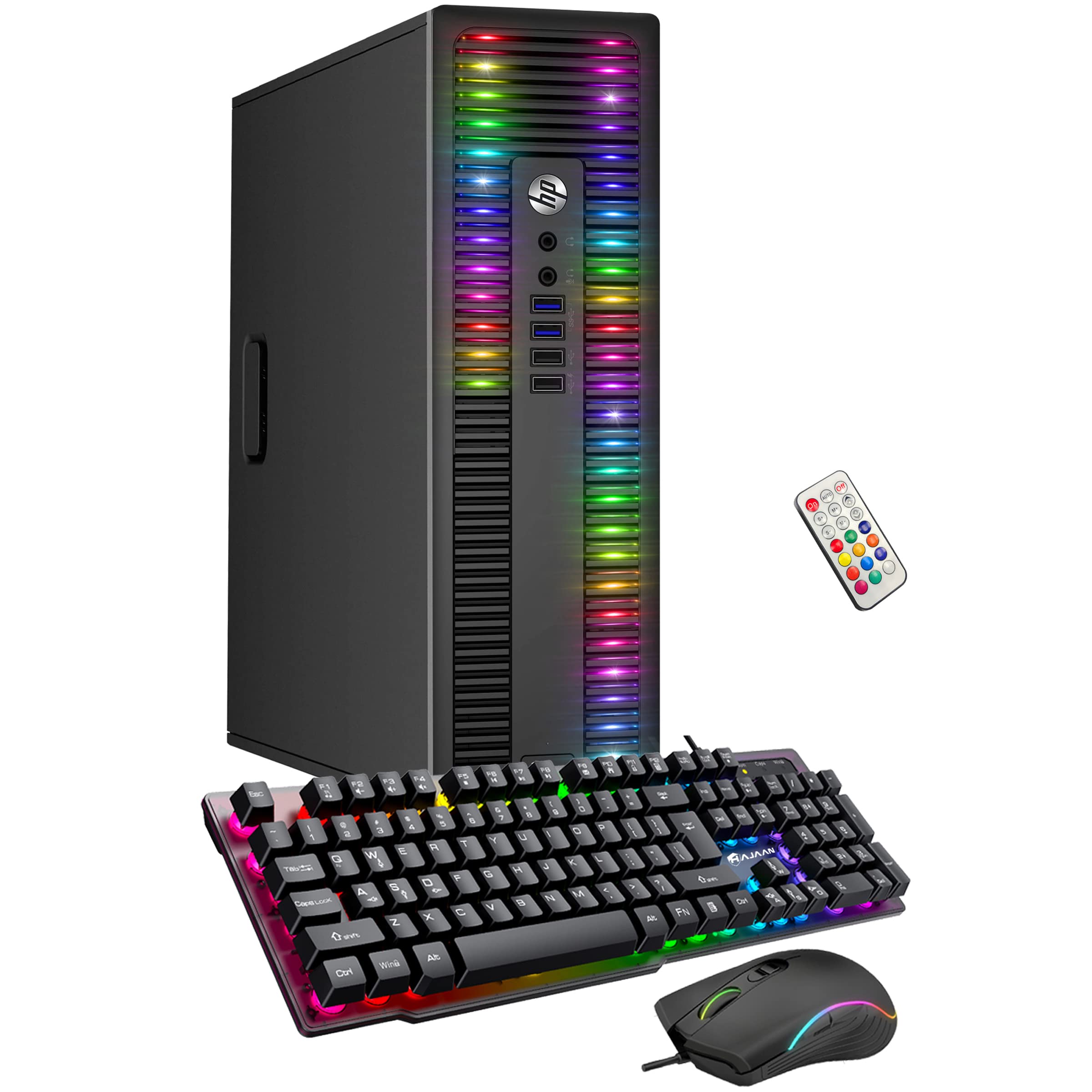 HP Custom Built RGB Lights PC ProDesk Desktop Computer Intel Core i5 4570 Quad-Core Processor 8GB RAM 512GB SSD Windows 10 Pro Wi-Fi Gaming PC Keyboard & Mouse (Renewed)