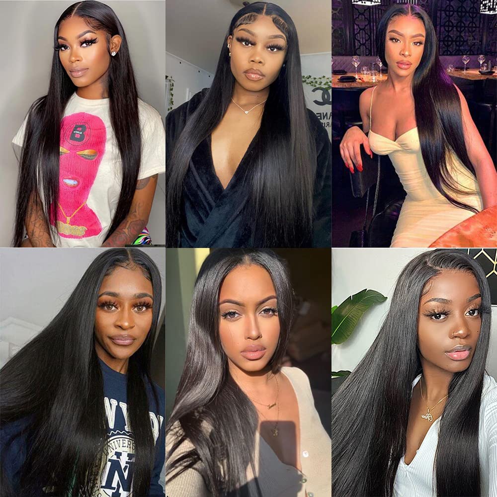 Straight Clip in Hair Extensions for Black Women Clip in Hair Extensions Real Human Hair,8pcs Per Set with 18Clips Double Lace Weft,120Gram,100% Real Soft Human Hair Natural Black (16Inch, #1B)