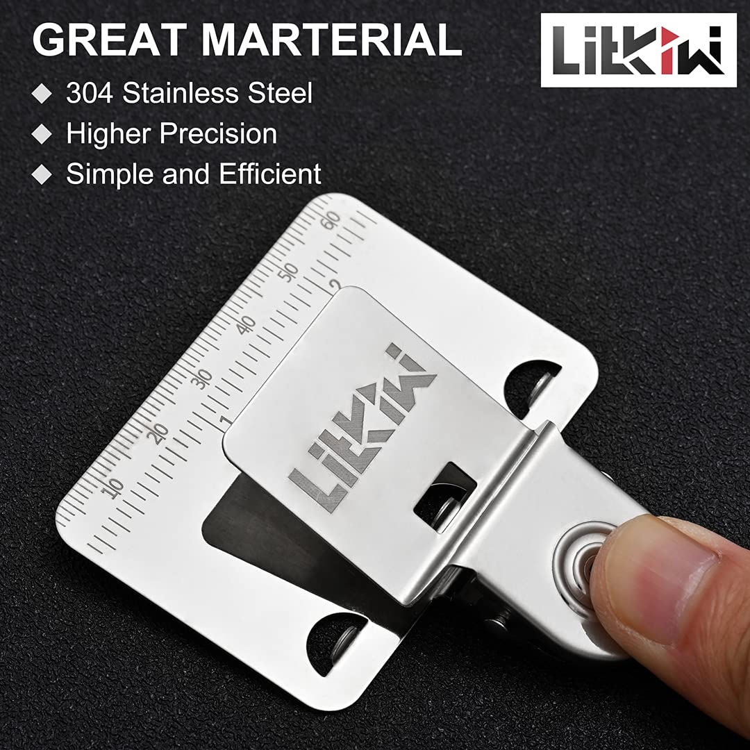 LitKiwi 1PCS Double Scale Measuring Tape Clip,304 Stainless Steel Measuring Tool,Accurately Position Measure Tool,Fixed Point Measurement,Corners Clamp Precision Marking Tool