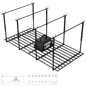 orasant 8x4ft overhead garage storage rack, adjustable ceiling garage rack with flexible studs spacing, heavy duty gauge steel, easy installation, 96" length x 48" width