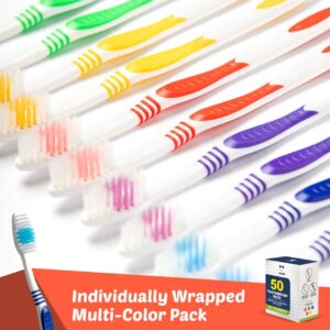 EcoFox Bulk Toothbrushes 10 Pack | Individually Wrapped Travel Toothbrush Set for Adults & Kids | Made with a Medium-Soft Large Brush Head | BPA-Free & Disposable!