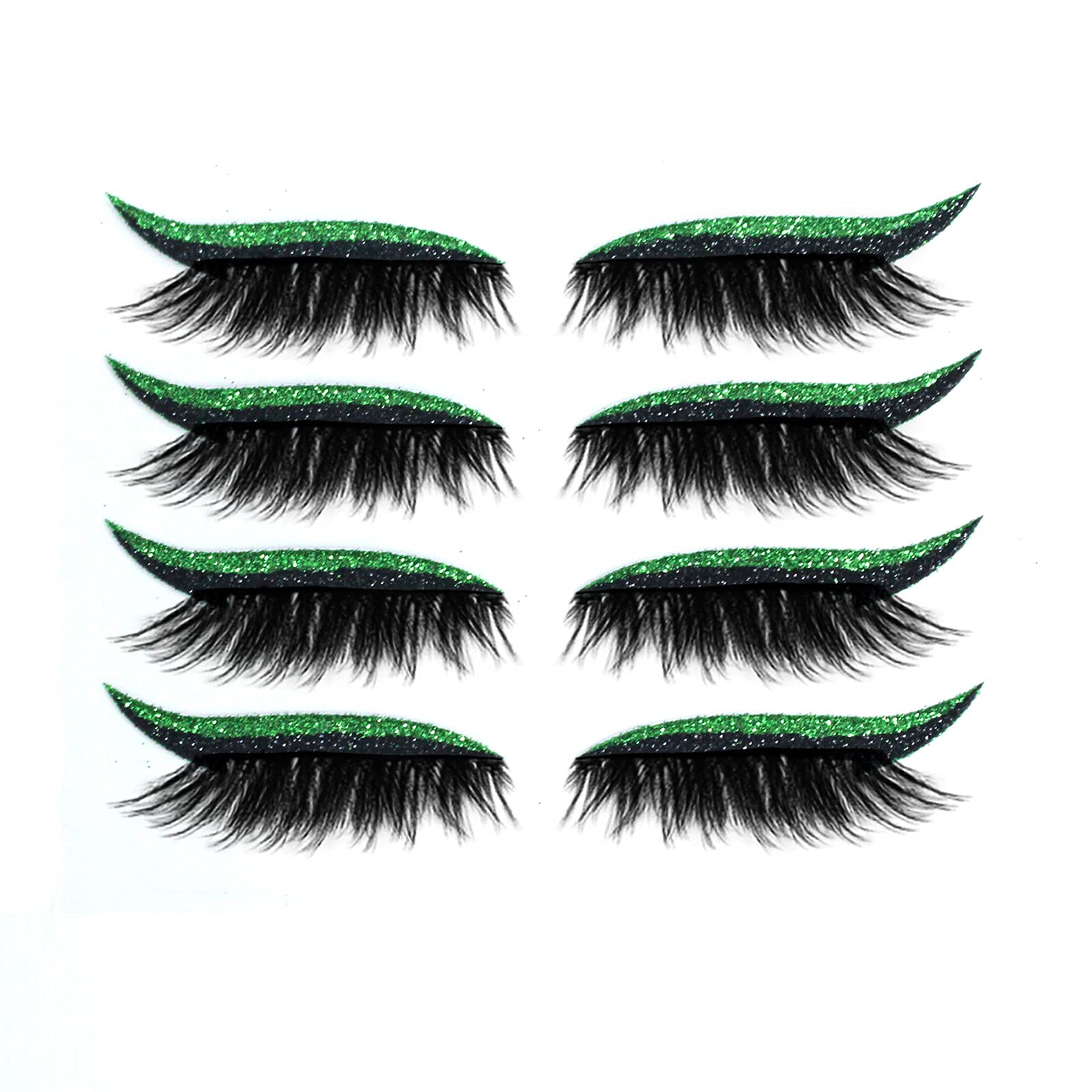 False Eyelashes Fake Mink Lashes 4 Pairs/Set Eyeliner Sticker Reusable Colorful Beauty Fashion Eyelid Line Sticker Eyelash Extension Kit Natural Eye Fake Lashes for Women's Make Up -Black