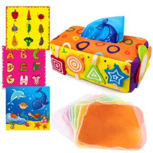 UNIH Baby Tissue Box Toy, Montessori Toys for Infants Babies 6-12 Months, Tissue Box Baby Sensory Toys for 1 Year Old Boy Girl, Baby Infant Travel Toys Baby Toys 6-12 Months