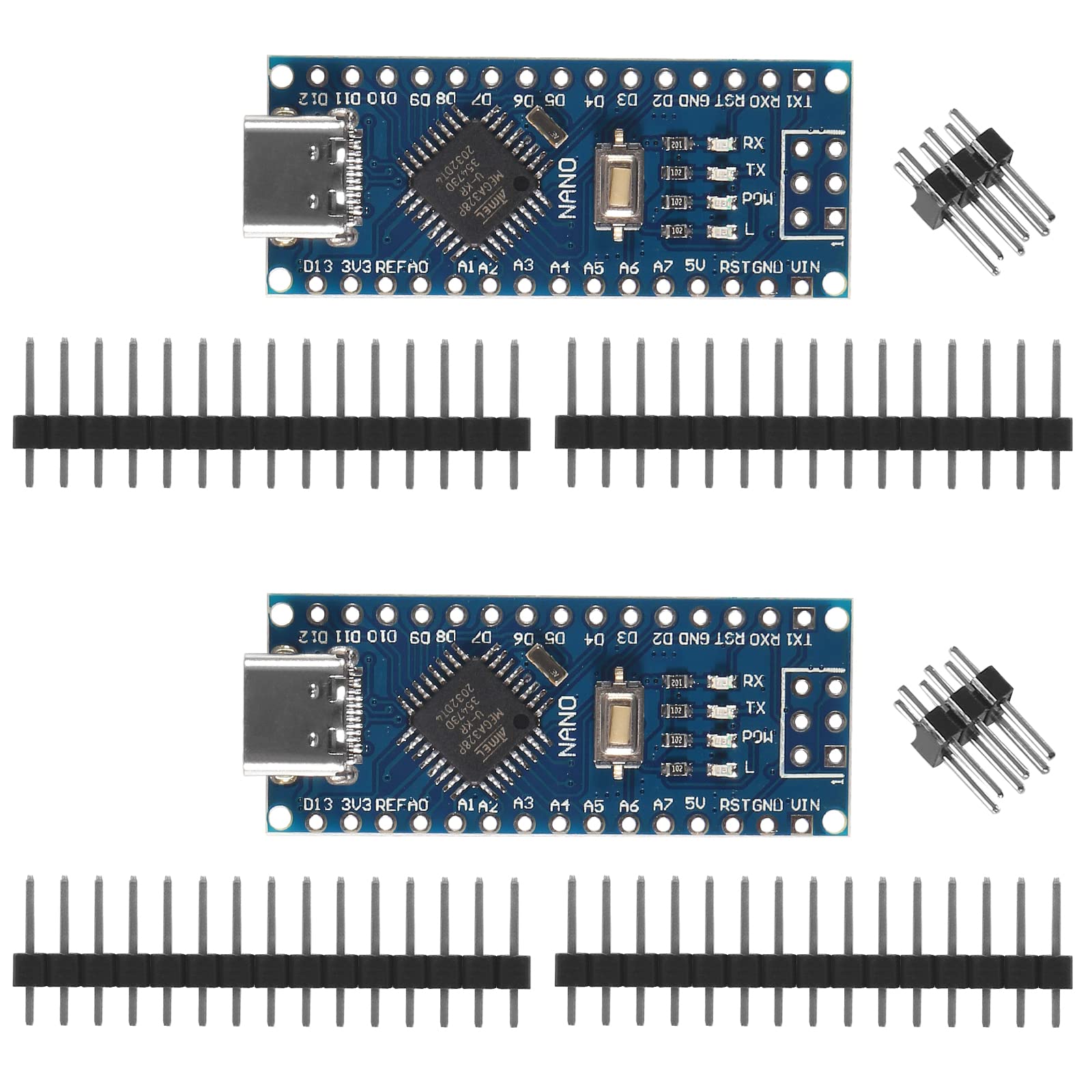 AITRIP 2PCS Type-C USB Nano 3.0 ATmega328P CH340 5V 16MHz Compatible with Arduino Nano CH340 USB Driver Nano V3.0 ATmega328