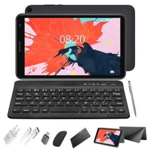 duoduogo tablet with keyboard, 2 in 1 tablet android 8 inch quad core 3gb ram + 32gb rom, 128gb expandable, wifi, hd ips display, android 10, dual camera, 5000mah, bluetooth, gps