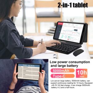 DUODUOGO Tablet with Keyboard, 2 in 1 Tablet Android 8 inch Quad Core 3GB RAM + 32GB ROM, 128GB Expandable, WiFi, HD IPS Display, Android 10, Dual Camera, 5000mAh, Bluetooth, GPS