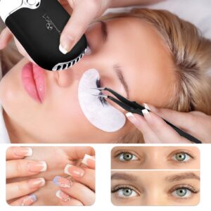 Eyelash Extension Supply Eyelash Extension Kit with USB Air Conditioning Blower Nano Facial Mister Silicone Pad Tweezers Eye Gel Pad Mini Brush Wash Bottle Mascara Brush Glue Ring (Black)