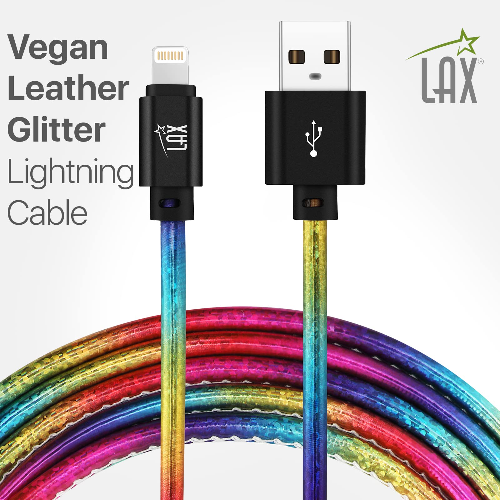 LAX [Apple MFi Certified] Fast Charger iPhone Lightning Cable, iPhone Cord Compatible with iPhone 14/13 /12/11 Pro Max/XS MAX/XR/XS/X/8/7 /6S /6 /SE /5S /iPad, iPod & More - (10FT-Rainbow)