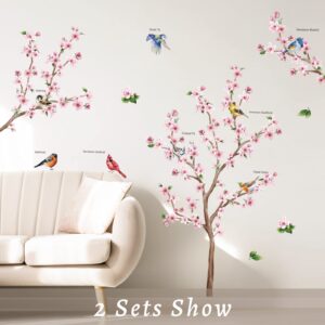 wondever Cherry Blossom Wall Stickers Flower Tree Branch Peel and Stick Wall Art Decals for Baby Nursery Kids Bedroom Living Room