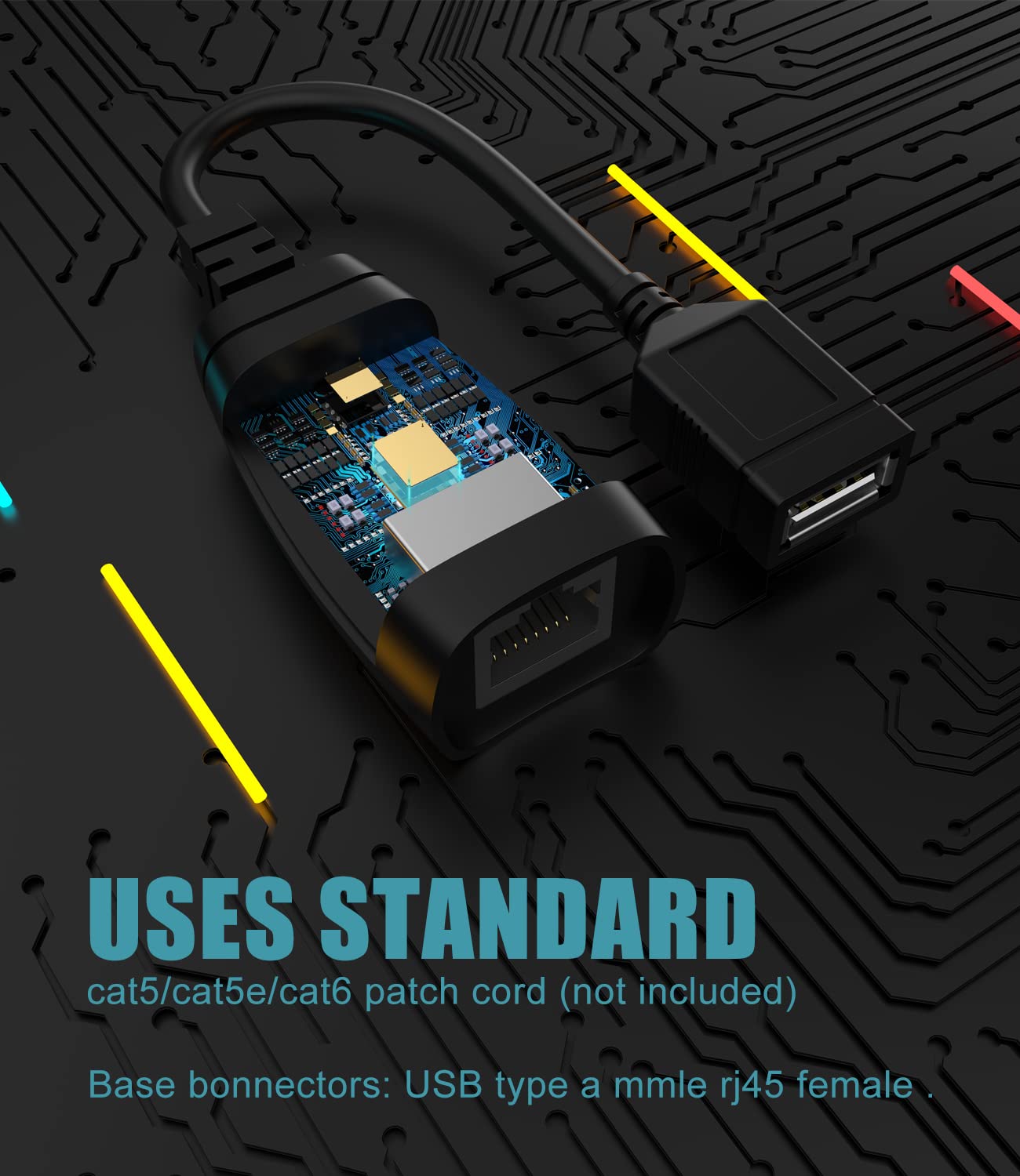 SNLLMZI USB to cat5 Adapter, USB Over RJ45 Ethernet for Cat5/Cat5e/Cat6/Cat7/Cat8 Extension Cable Adapter, USB 2.0 Extender Over Cat Extender Cable Adapter