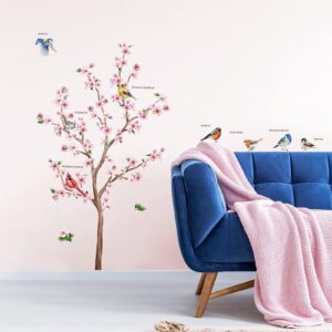 wondever cherry blossom wall stickers flower tree branch peel and stick wall art decals for baby nursery kids bedroom living room