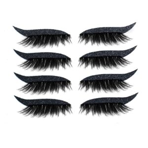 false eyelashes fake mink lashes 4 pairs/set eyeliner sticker reusable colorful beauty fashion eyelid line sticker eyelash extension kit natural eye fake lashes for women's make up -black