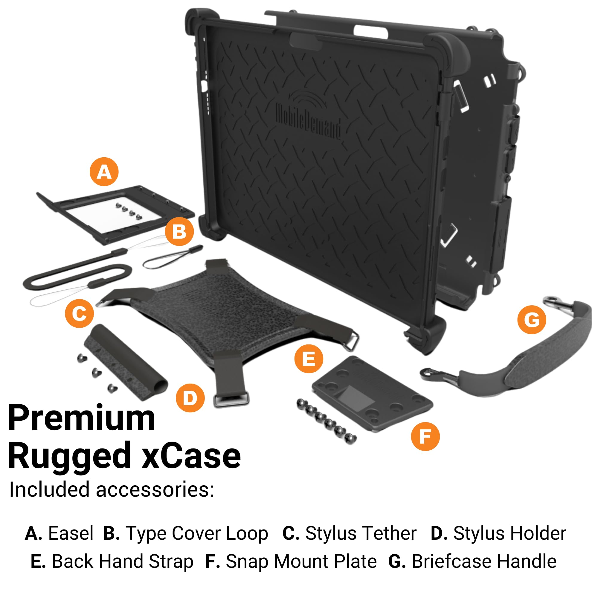 MobileDemand Ultra Rugged Premium Case for Microsoft Surface Pro 8 – Heavy Duty Tablet Case – Briefcase Handle, Hand Strap, Easel, Stylus Holder – Shock Absorbing Rubber Bumpers, Fully Protective Case