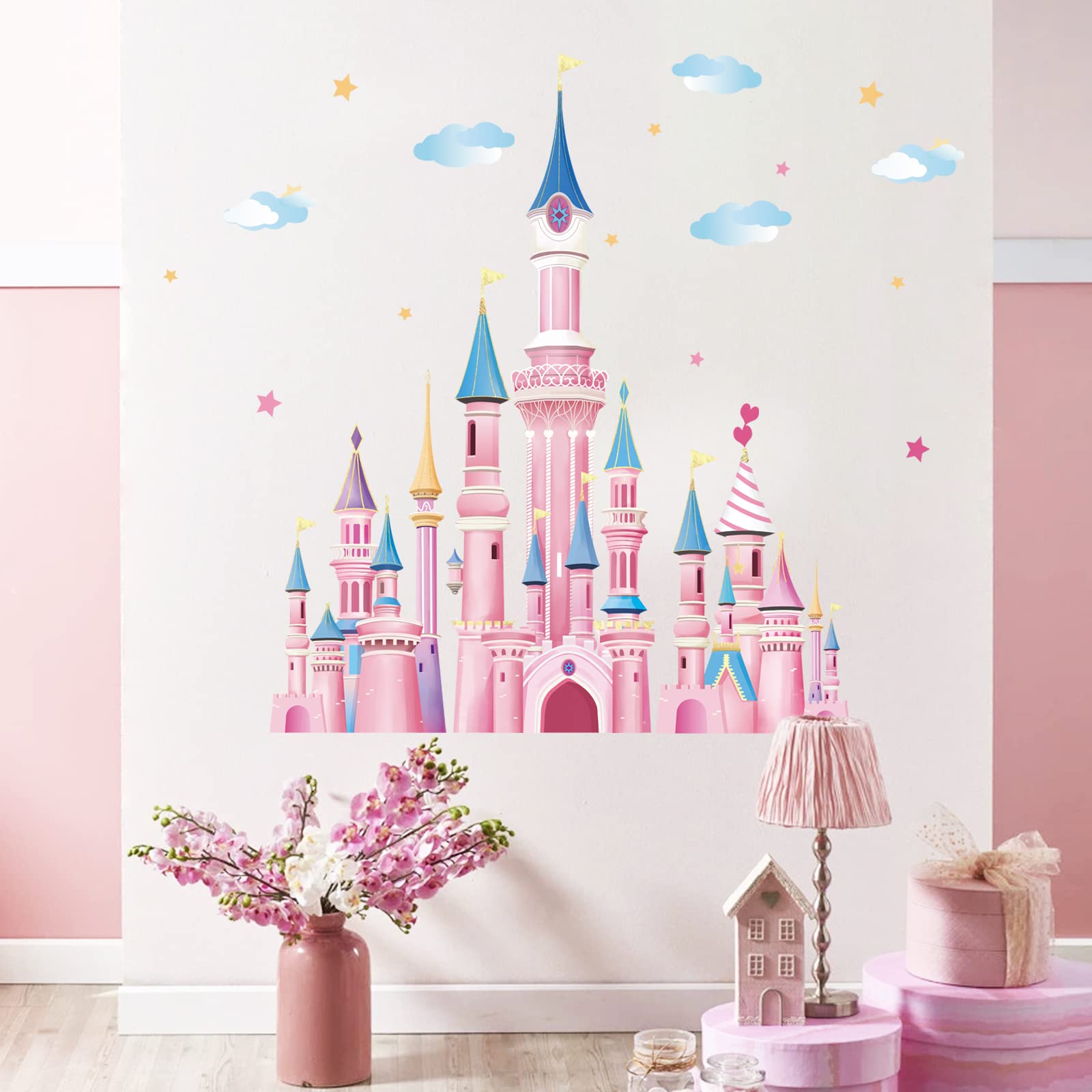 wondever Castle Wall Stickers Fairy Tale Peel and Stick Wall Art Decals for Girls Bedroom Living Room Baby Nursery