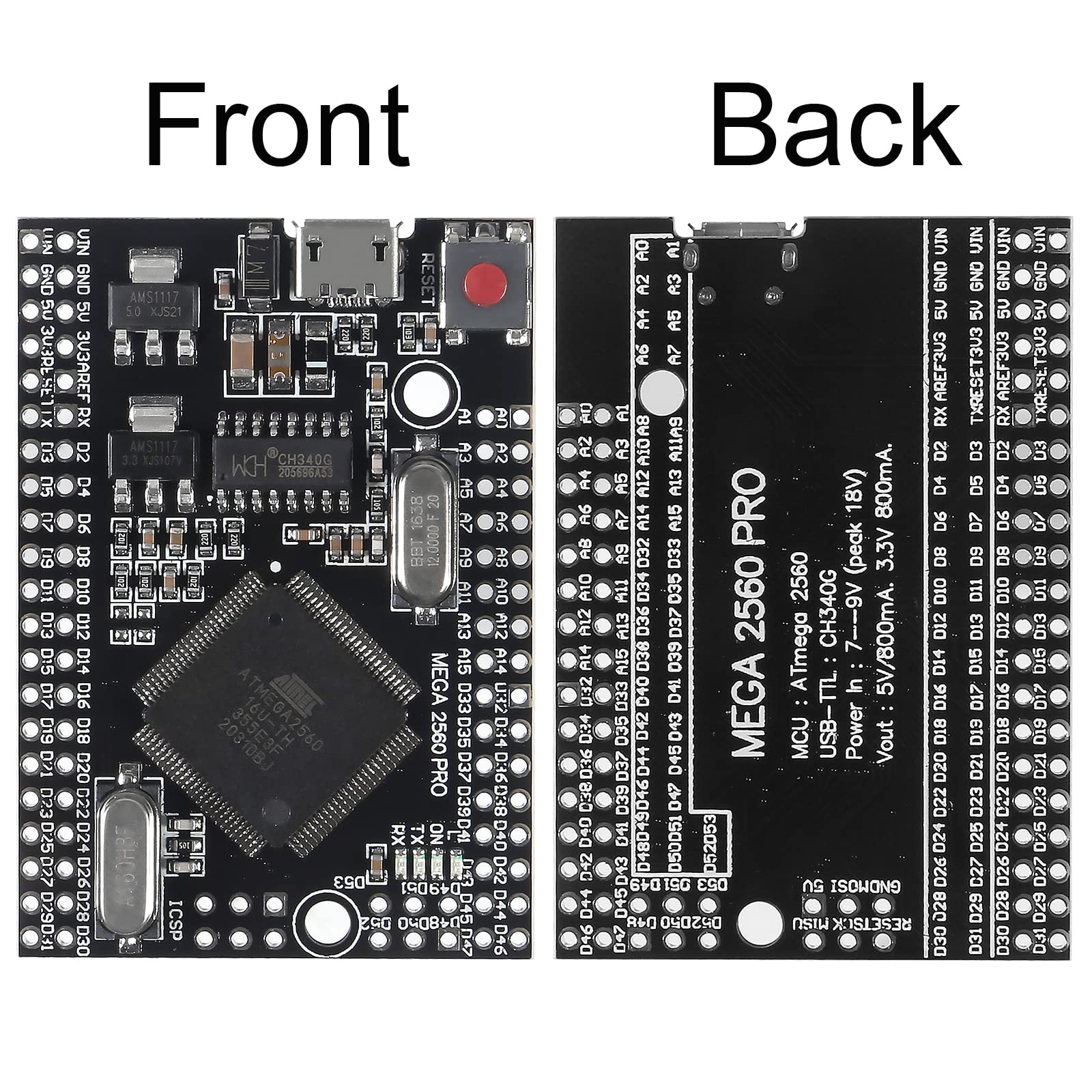 Alinan 3pcs ATMEGA 2560 PRO Embed CH340G/ATMEGA2560-16AU Pro Mega Module with Male Pinheader Compatible with MEGA2560