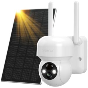 solar security camera outdoor with solar powered, 2k 3mp color night vision ptz wifi camera built-in 9600mah battery with motion detect