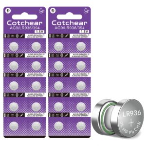 cotchear 20pcs ag9 button cell batteries 1.5v ag9 194 lr936 sp394 coin battery