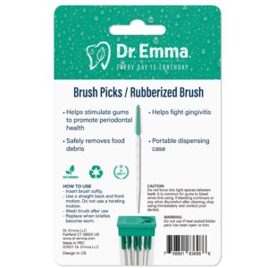 Dr. Emma Brush Picks Rubberized Brush Mint Brush Picks, 2 Packs, 100 Picks/Pack