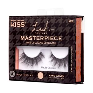 KISS Lash Couture Masterpiece Fake Eyelashes Style 02, ‘Haute Couture’, One-of-a-Kind Luxe Lash, Hand Woven Faux Mink Synthetic False Eyelashes, 1 Pair