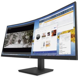 HP M34d 34 Inch WQHD 1440p Curved Computer Monitor Ultrawide 100Hz 5ms Anti-Glare Adjustable Height Stand Tilt VESA Mountable HDMI ENERGY STAR Certified for Desktop PC Setup, Black (Renewed)