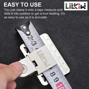 LitKiwi 1PCS Double Scale Measuring Tape Clip,304 Stainless Steel Measuring Tool,Accurately Position Measure Tool,Fixed Point Measurement,Corners Clamp Precision Marking Tool