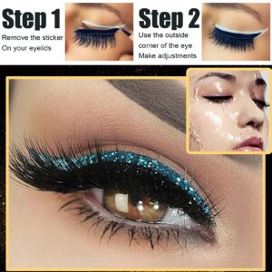 False Eyelashes Fake Mink Lashes 4 Pairs/Set Eyeliner Sticker Reusable Colorful Beauty Fashion Eyelid Line Sticker Eyelash Extension Kit Natural Eye Fake Lashes for Women's Make Up -Black