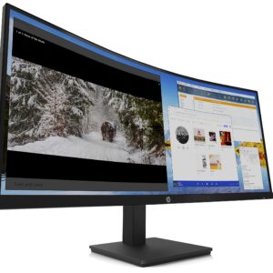 HP M34d 34 Inch WQHD 1440p Curved Computer Monitor Ultrawide 100Hz 5ms Anti-Glare Adjustable Height Stand Tilt VESA Mountable HDMI ENERGY STAR Certified for Desktop PC Setup, Black (Renewed)