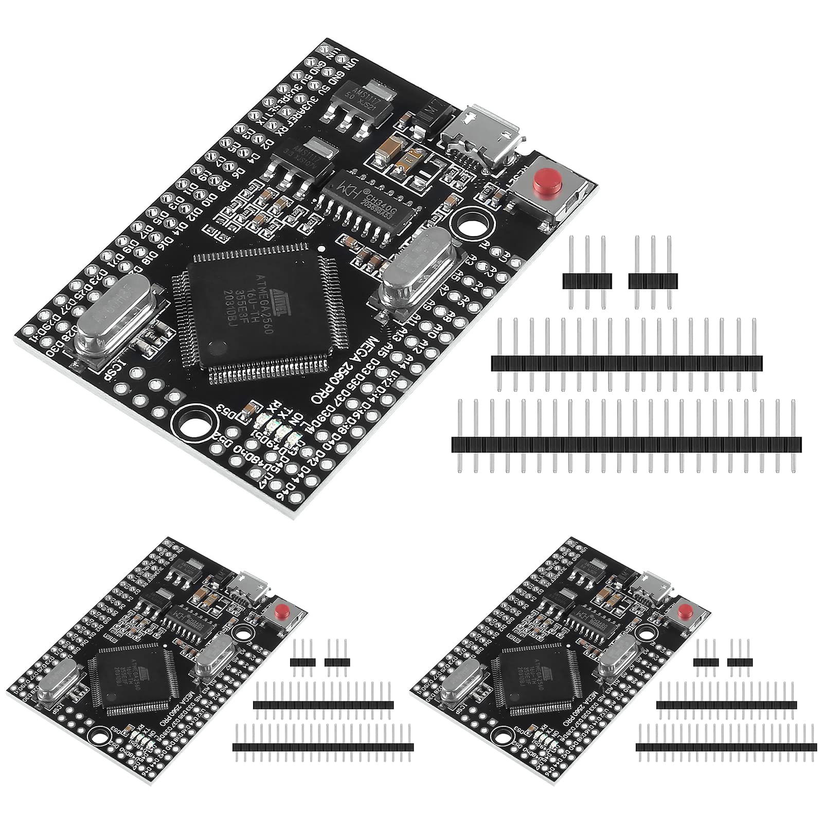 Alinan 3pcs ATMEGA 2560 PRO Embed CH340G/ATMEGA2560-16AU Pro Mega Module with Male Pinheader Compatible with MEGA2560