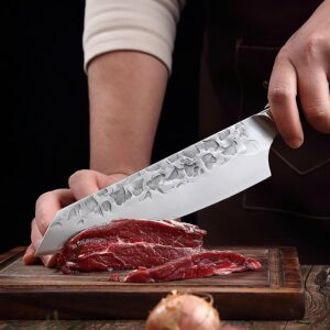 Kakamono Chef Knife, 8 Inch High Carbon Steel Hand Forged Sharp Kitchen Knife with Ergonomic Handle, Gift Box for Family & Restaurant