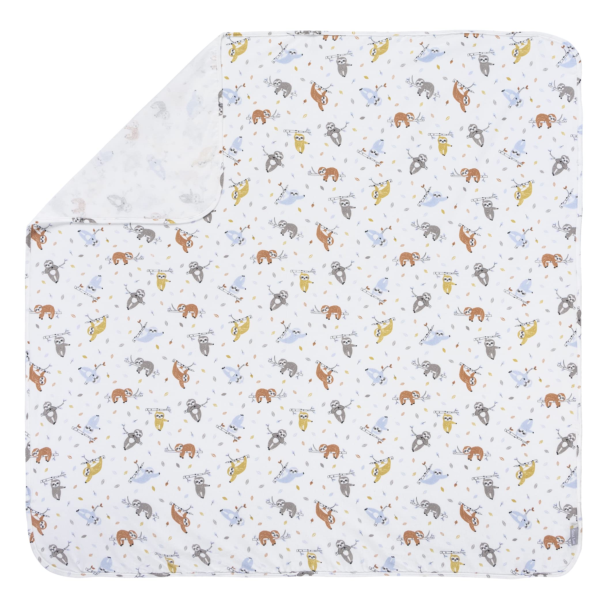 Trend Lab Slothing Around Jumbo Flannel Swaddle Blanket - Sloths; Red, Blue, Gray, Yellow, White; 48 in x 48 in;