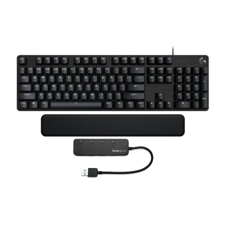 Logitech G413 SE Mechanical Gaming Keyboard for Windows/Mac with Backlit Keys (Black) Bundle with Palm Rest and 4-Port USB 3.0 Hub (3 Items)