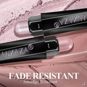 LUXAZA 6PCS Eyeshadow and Eyeliner Pen, Matte And Shimmer Cream Champagne Eye Brightener Pencil Crayon Purple Pink,Waterproof Makeup Stick - Purple Pink