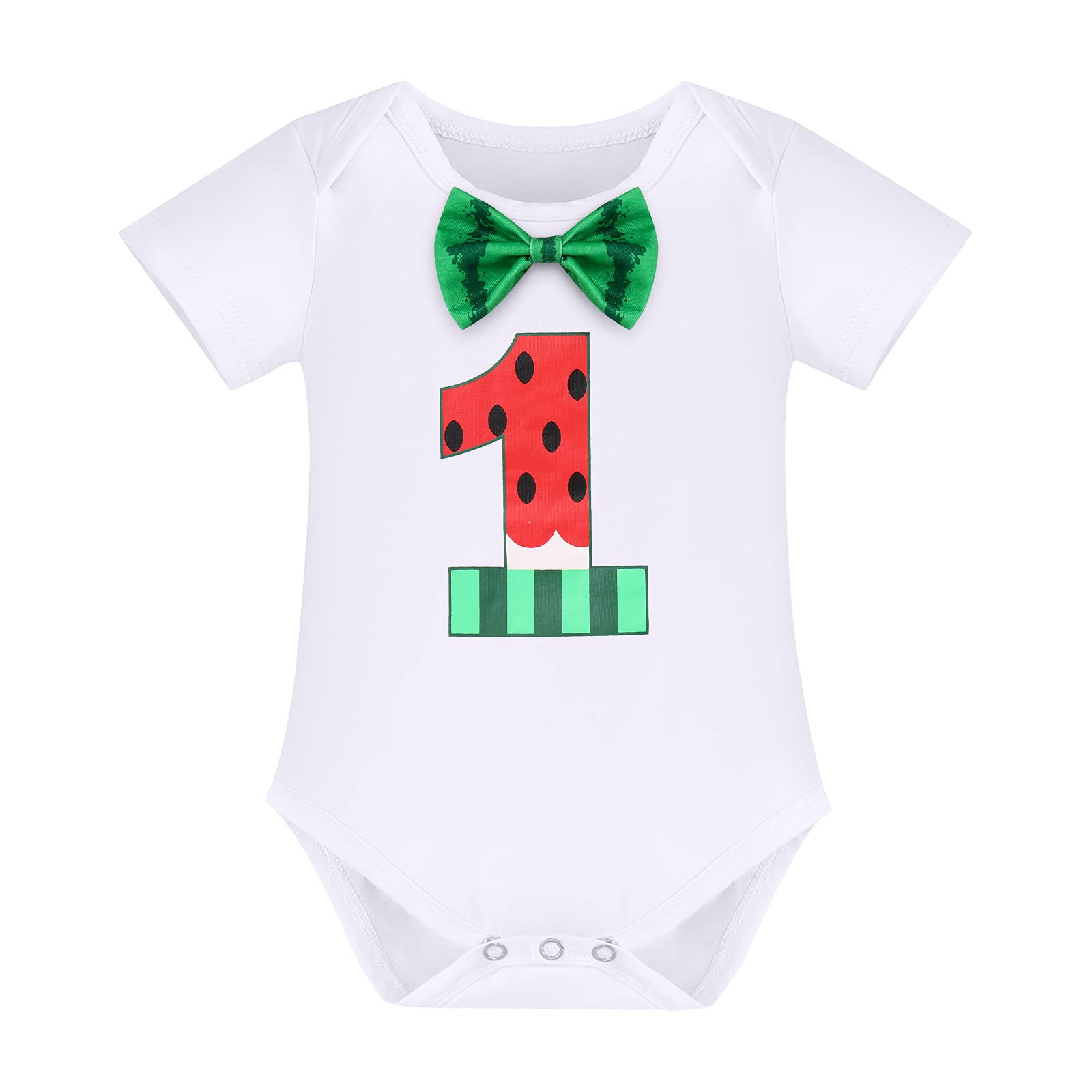 Watermelon 1st Birthday Outfit Boy Baby Cake Smash One in a Melon Gentleman Bowtie Romper Suspenders Toddler Bloomers Shorts First Watermelon Birthday Party Supply for Photo Shoot Clothes 1 Year