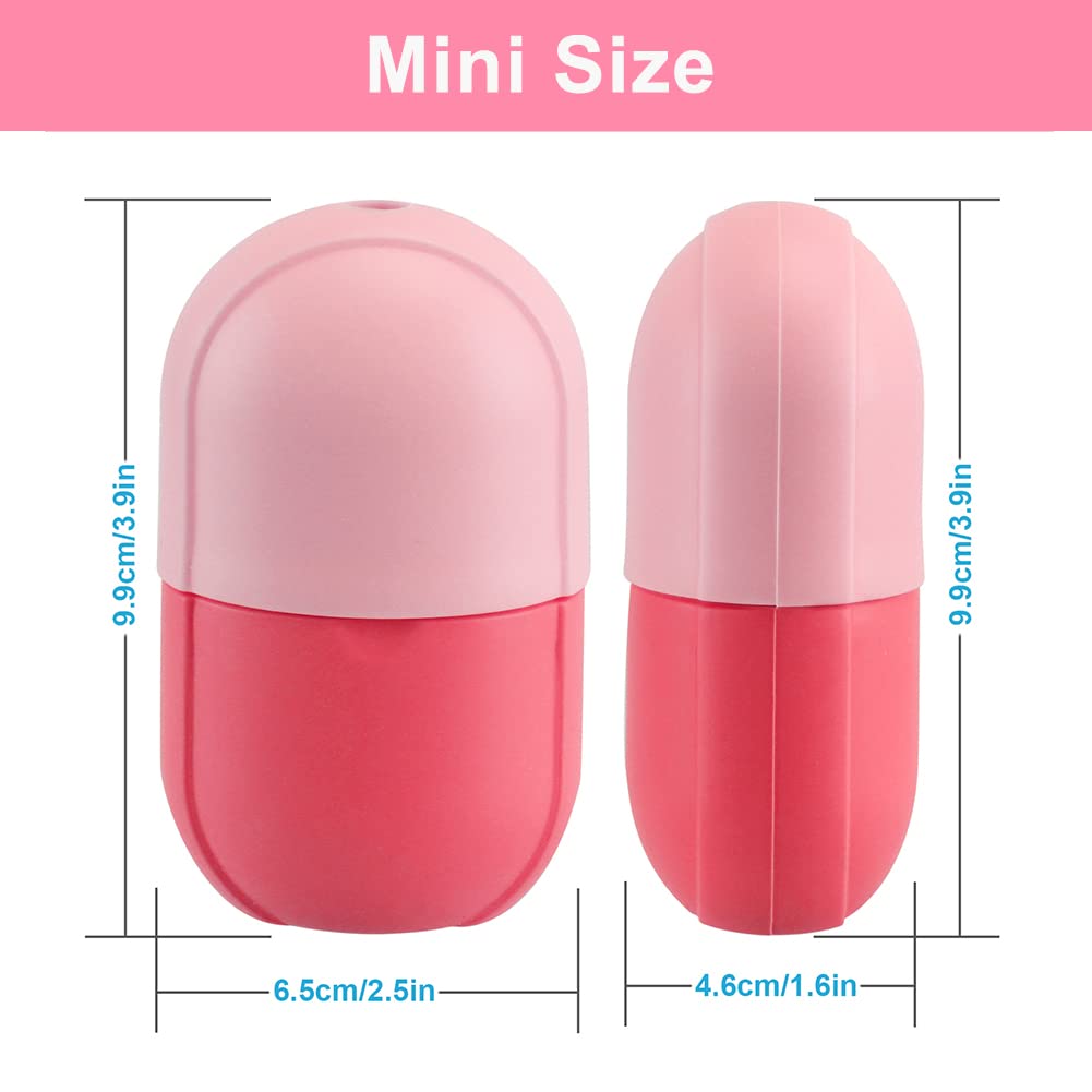 Mini Beauty Face Ice Roller, Ice Face Roller, Ice Roller for Face, Eye and Neck, Ice Roller Skin Care, Ice Holder for Face, Reusable Silicone Ice Mold for Face (Pink)