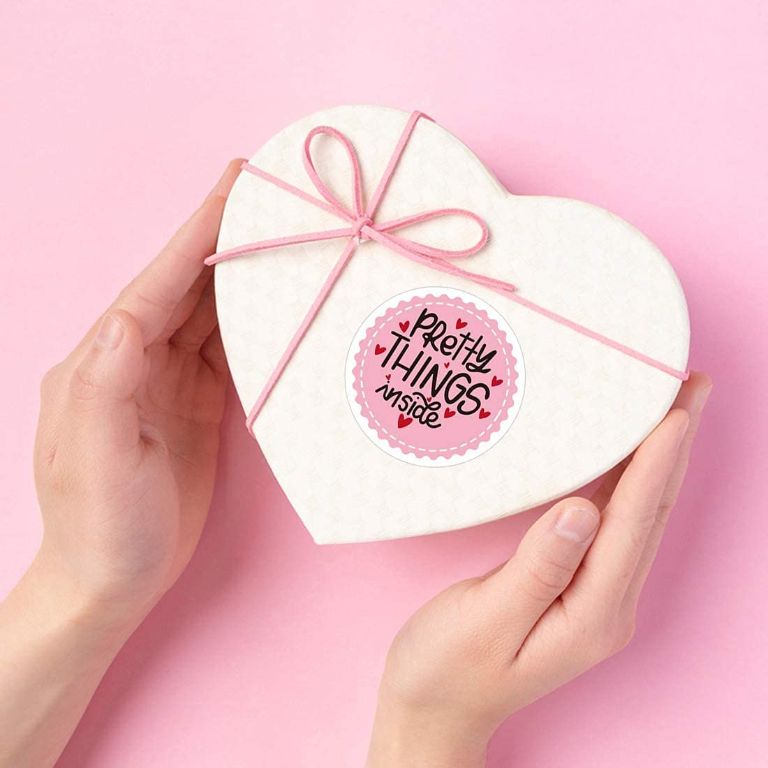 Pretty Things Inside Stickers-Round Pink Small Business Thank You for Shopping Stickers with Hearts-2 Inch Holiday Thank You Package Stickers 500 Adhesive Something Sweet Sticker for Envelop Seals