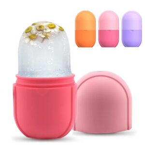 mini beauty face ice roller, ice face roller, ice roller for face, eye and neck, ice roller skin care, ice holder for face, reusable silicone ice mold for face (pink)