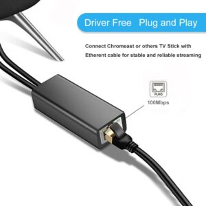 Ethernet Adapter for Fire TV Stick Google Home Mini Chromecast and More Streaming TV Sticks 10/100Mbps Network Micro USB A Port to RJ45 Ethernet Adapter with USB Power Supply Cable 3.3ft (Black)