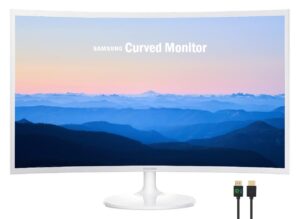 samsung 27” curved 1080p full hd ultra slim computer monitor, amd freesync, hdmi, vga, 4ms, vesa mountable, nly hdmi cable, white