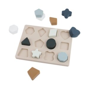 sunmero silicone stacking toys silicone puzzle board shape sorter sensory toys for babies (khaki)