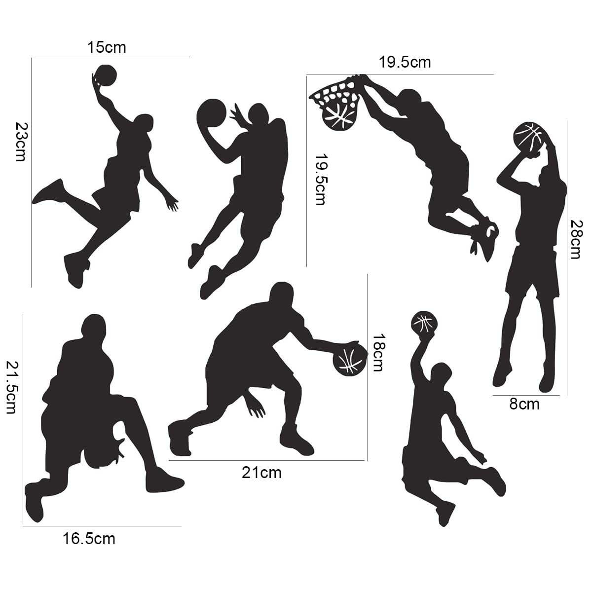 JUEKUI Basketball Wall Decal Vinyl Art Sport Player Sticker for Boys Teens Bedroom Living Room Playroom Fits Nursery Home Wall Decor W124 (Black)