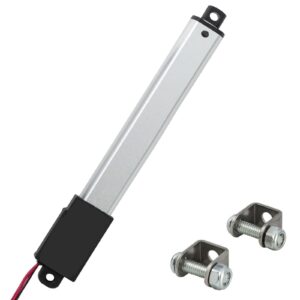 jqdml 4 inch 4" stroke 4.3lbs/19.2n micro linear actuator 12v speed 2"/sec with mounting brackets,for robotics, home automation